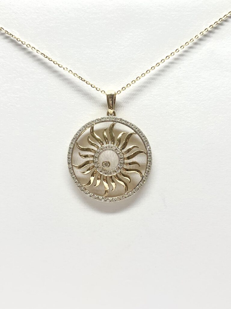 14K Two Tone .31CT Diamond Sun Pendant - Regal Jewelers